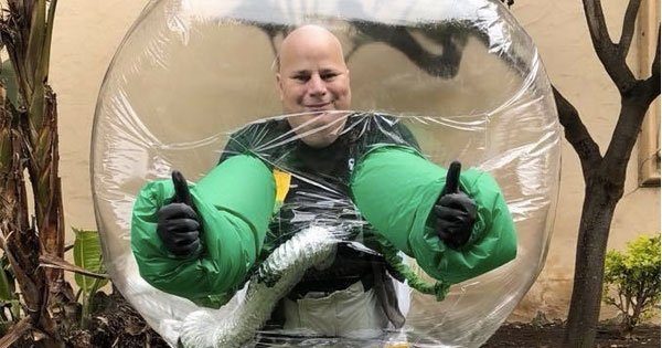 About a man lives in a bubble suit since childhood